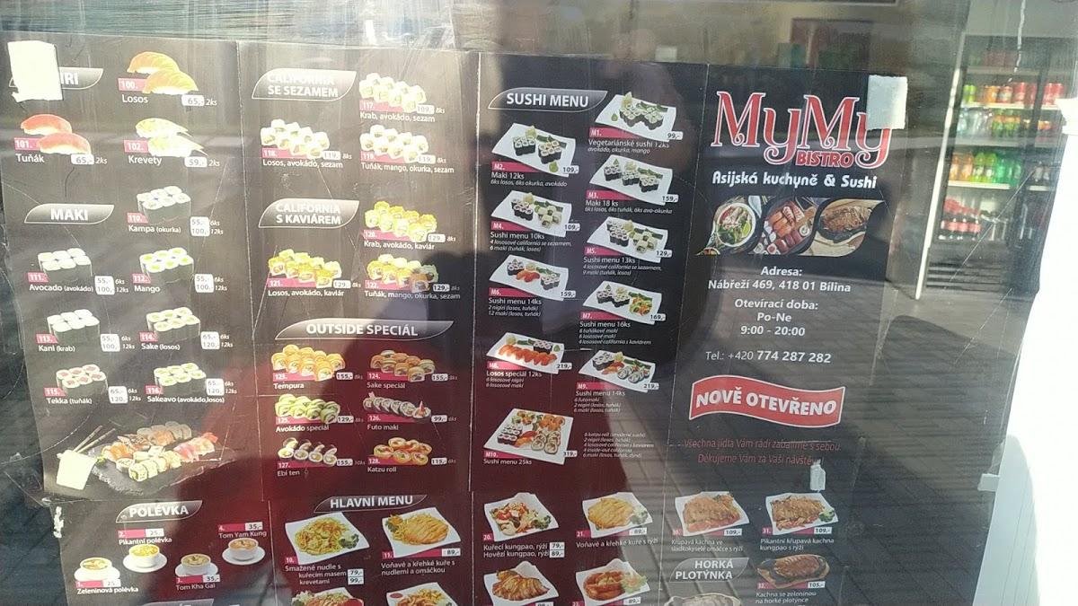 Menu at MyMy bistro, Bílina