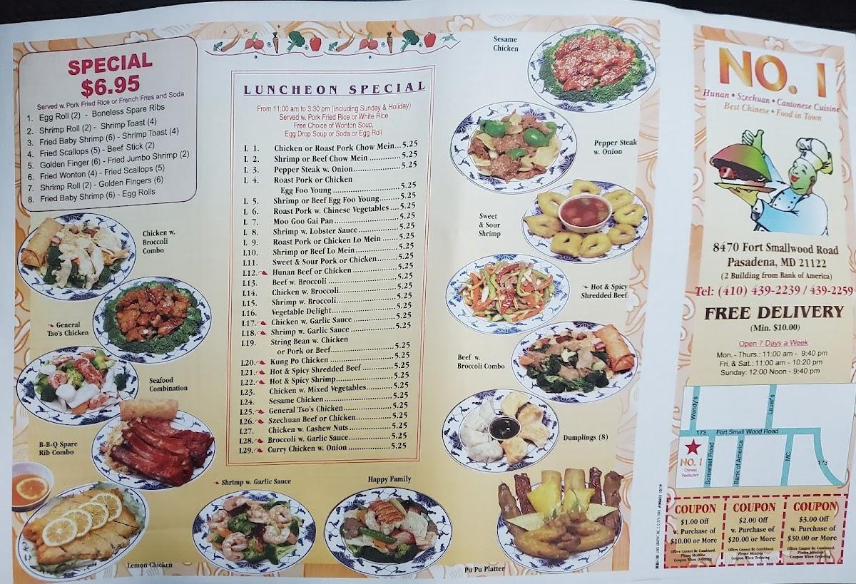 Carta de Number One Chinese Restaurant, Pasadena