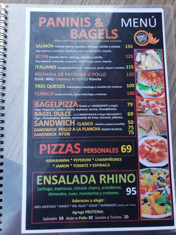 Menu at Rhino's Coffee restaurant, Ensenada