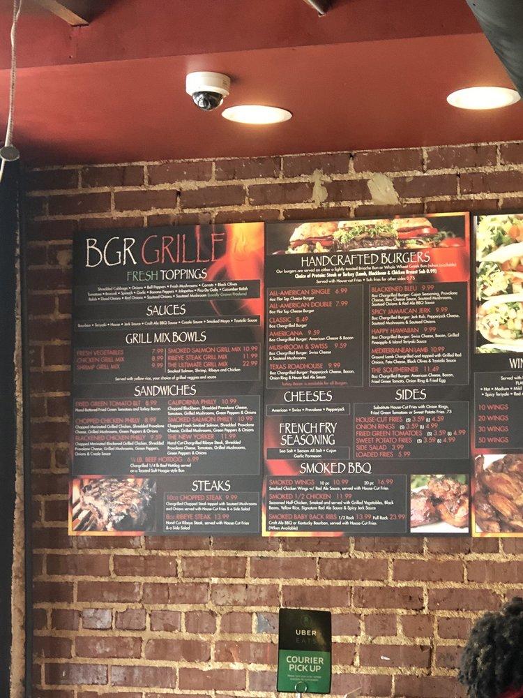 Menu at BGR Grille restaurant, East Point