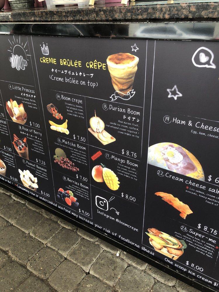 Menu at Boom Crepes, Tigard