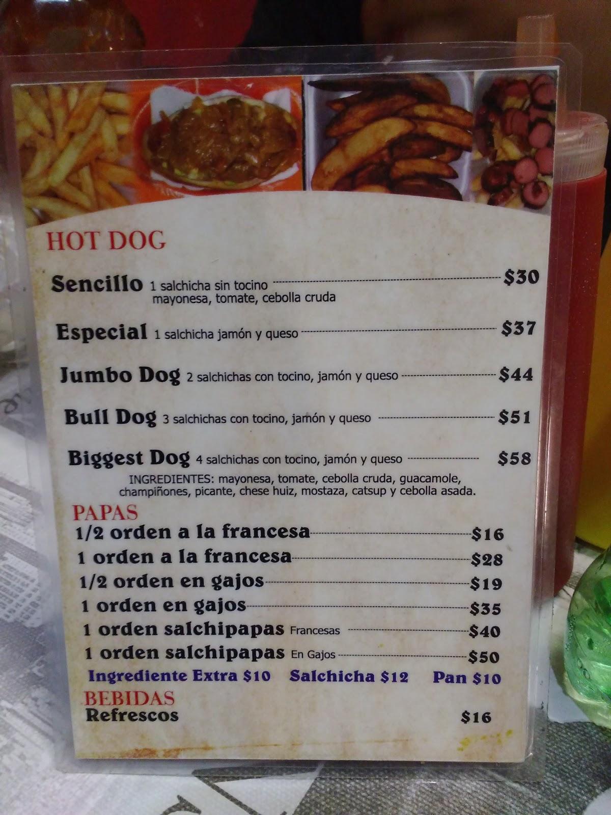 Menu at Bull Dog Hot Dogs y Hamburguesas, Culiacán