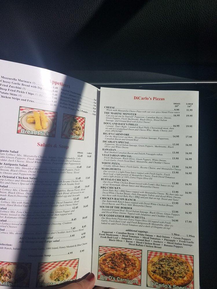 Menu at DiCarlo's Italian Cafe, Twentynine Palms