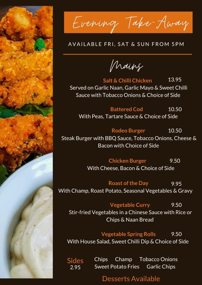 Menu at Rusk's Bar and Resautant, Fivemiletown, Belfast Rd