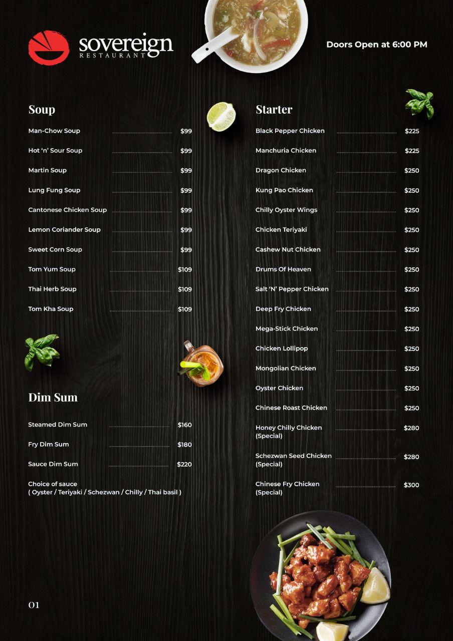 Menu at Sovereign Restaurant, Ahmedabad