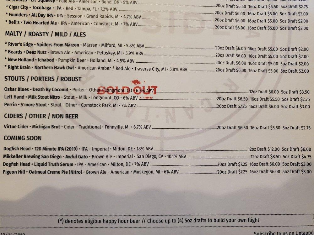 Menu at Westside Social pub & bar, Grand Rapids