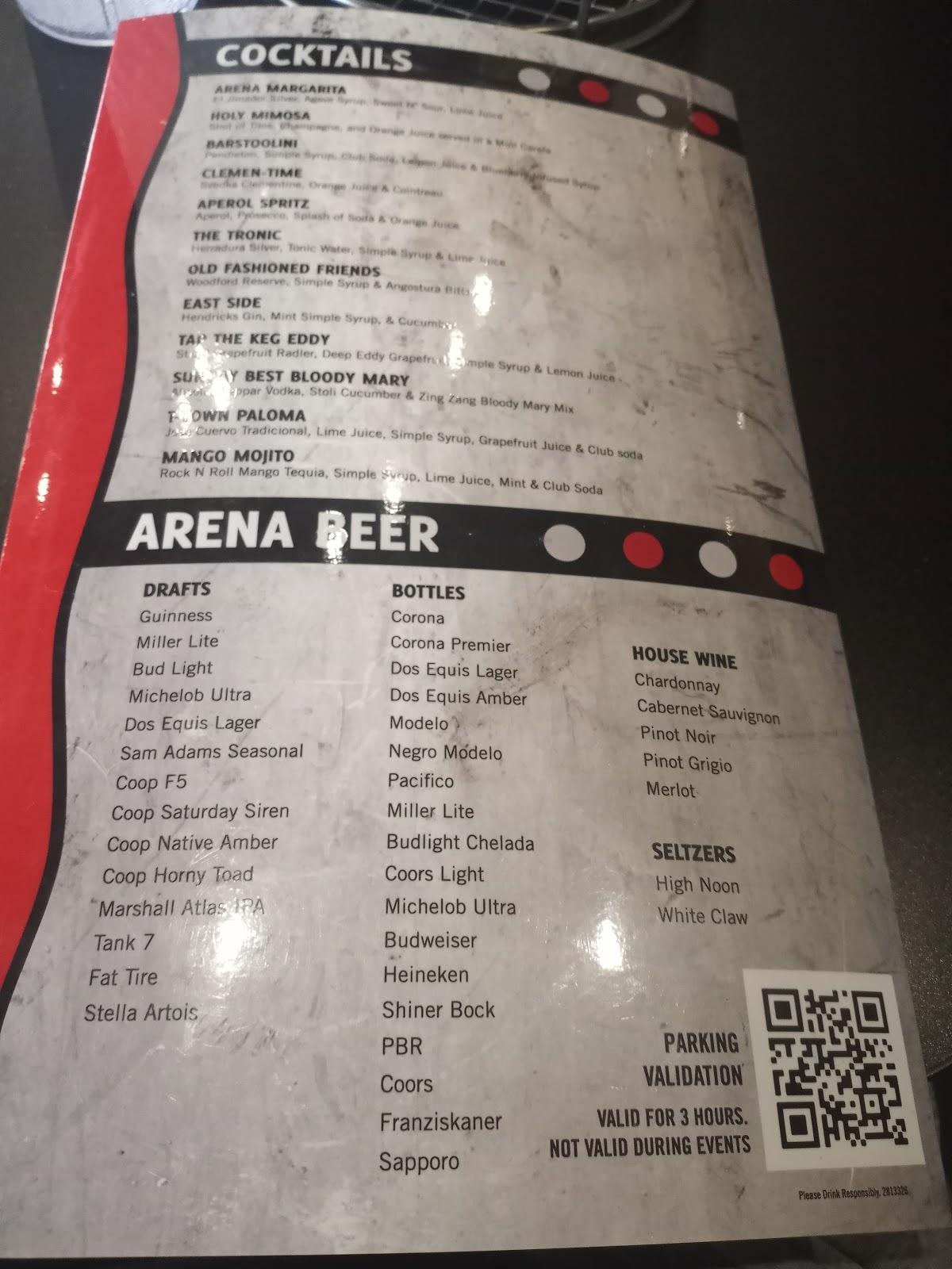 Menu at Arena Pub & Grill - Tulsa, Tulsa