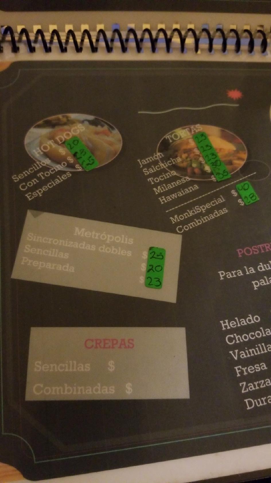 Menu at Cafeteria "Melody", Tetela del Volcán