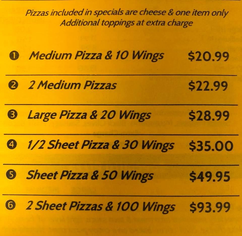 Menu at Colosso Taco & Pizza Express pizzeria, Tonawanda