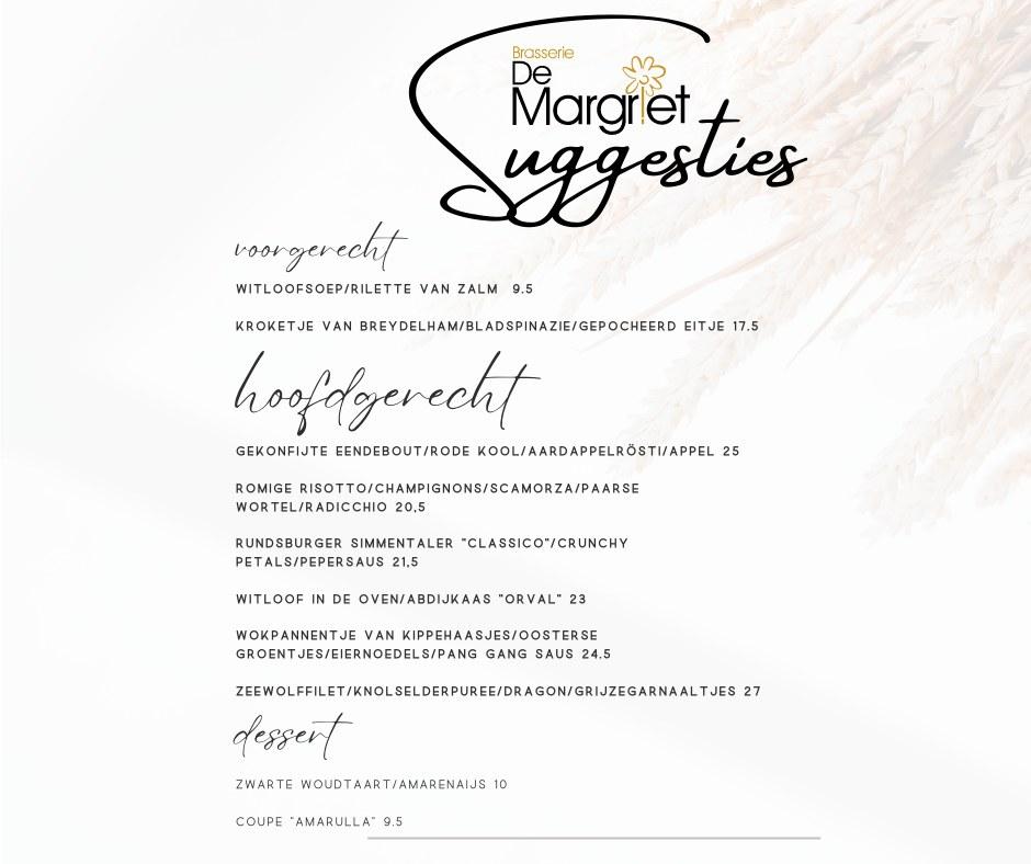 Menu at De Margriet, Mechelen, Bruul 52