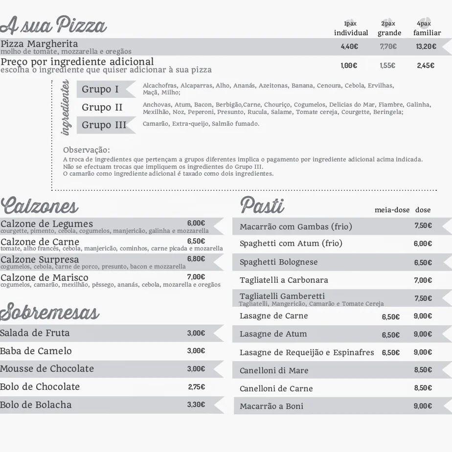 Menu em Il Pizzaiollo pizzaria, Alverca do Ribatejo