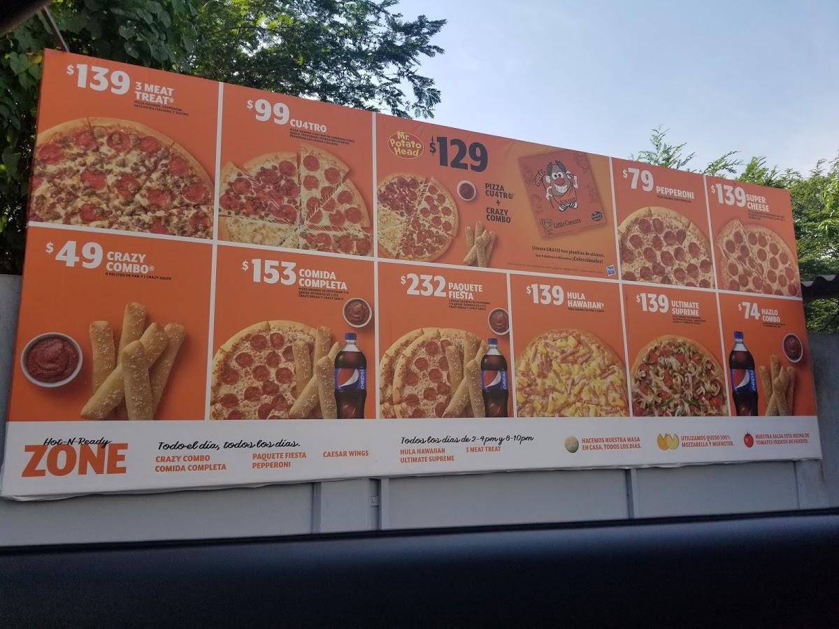Menu at Little Caesars Pizza restaurant, Manzanillo