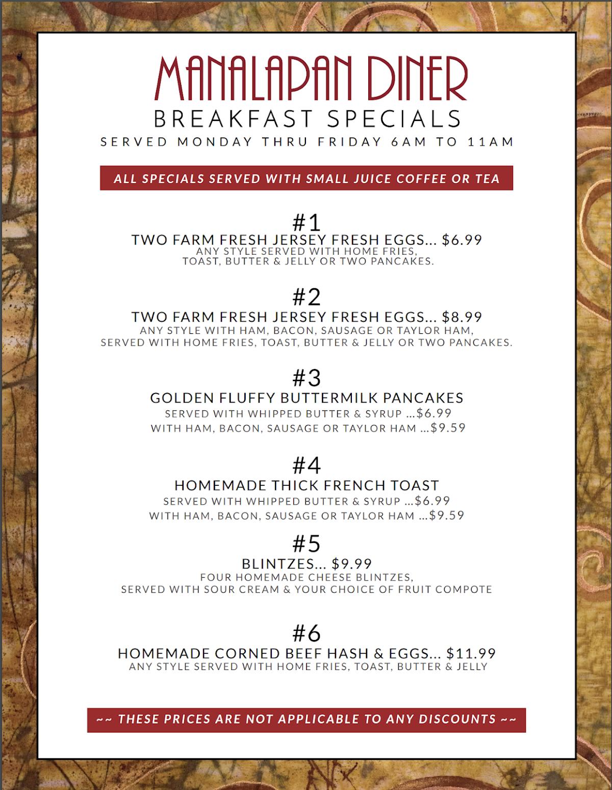 Carta del restaurante Manalapan Diner, Municipio del Manalapan, 48 US-9