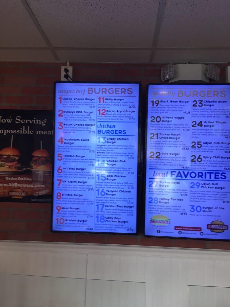 Menu at 30 Burgers & Mike's Subs restaurant, Dunellen