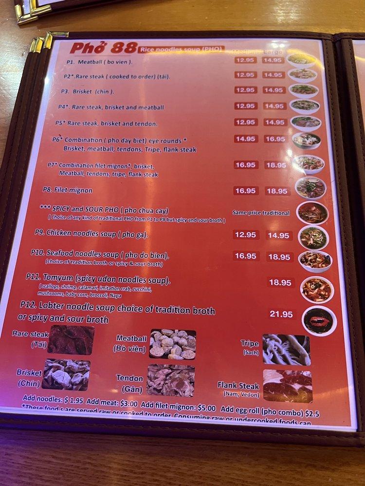 Menu at Phở 88 restaurant, Grand Junction