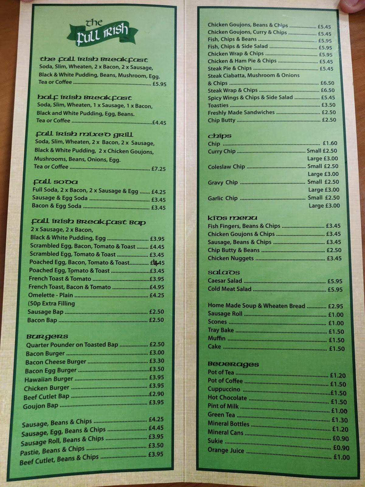 Menu at The Full Irish pub & bar, Newry