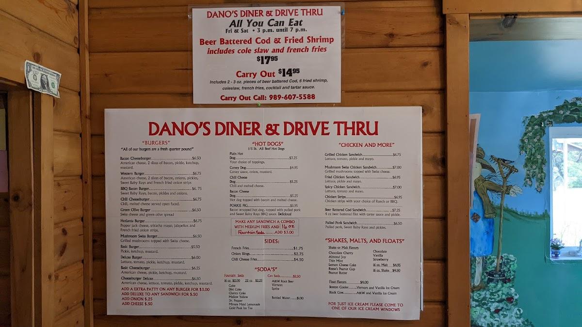 Menu at Dano's Diner & Drive thru restaurant, Atlanta
