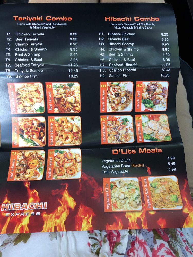Menu at Hibachi Express restaurant, Charlotte, Oak Lake Blvd