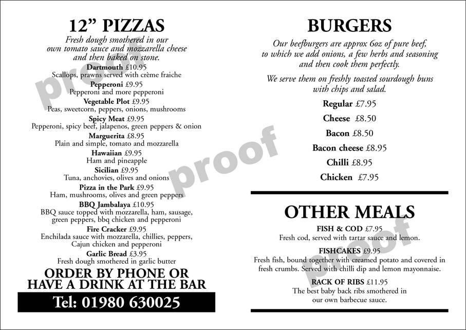 Menu at Antelope restaurant, Upavon