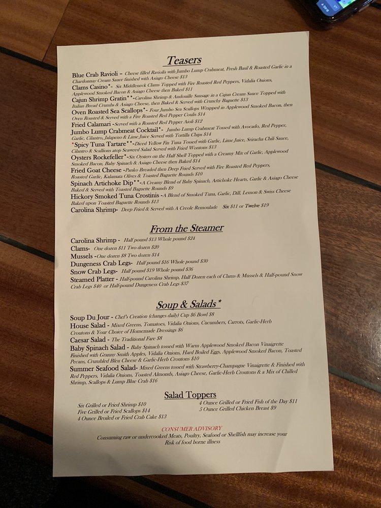 Menu at Dinky's Waterfront Restaurant, Hatteras