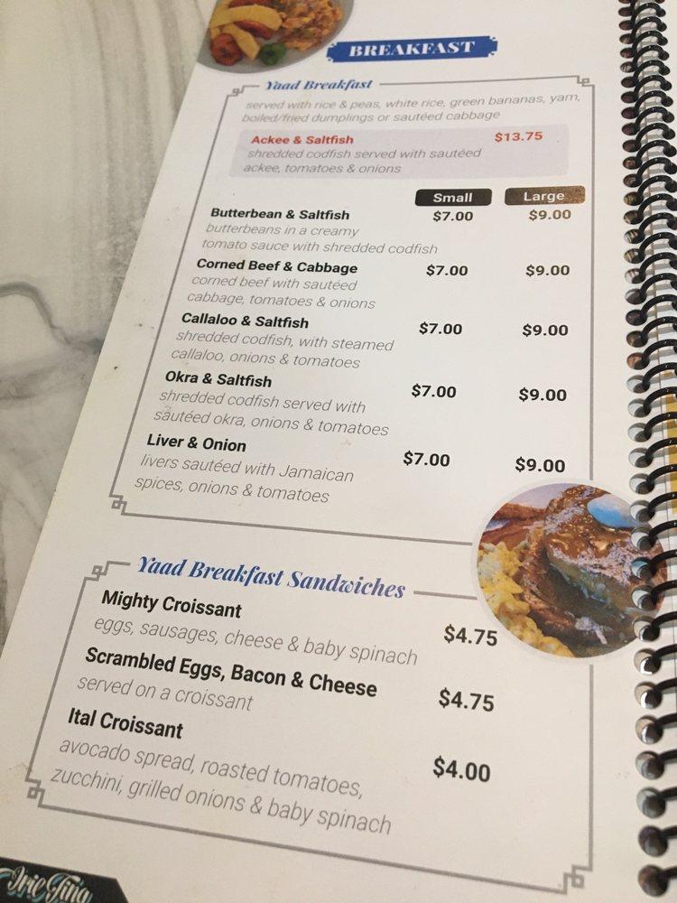 Menu at Irie Ting Jamaican Grill restaurant, Richmond