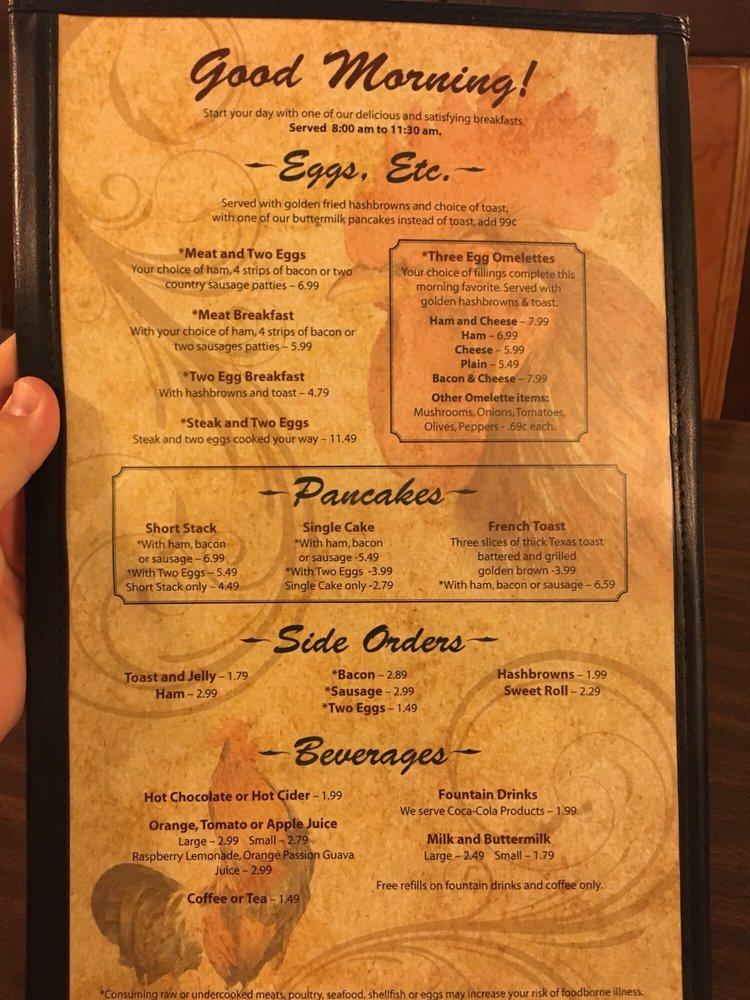 Menu at Larry's To-Go restaurant, Morgan