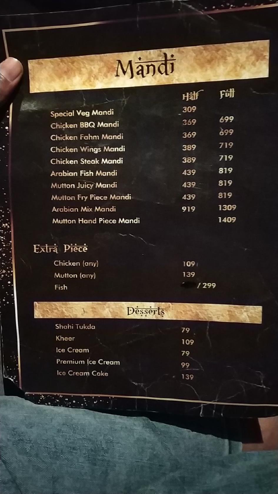 Menu at Nvr Grand, Bhimavaram