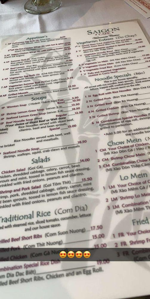 Menu at Saigon Cafe, Colorado Springs, 902 N Cascade Ave