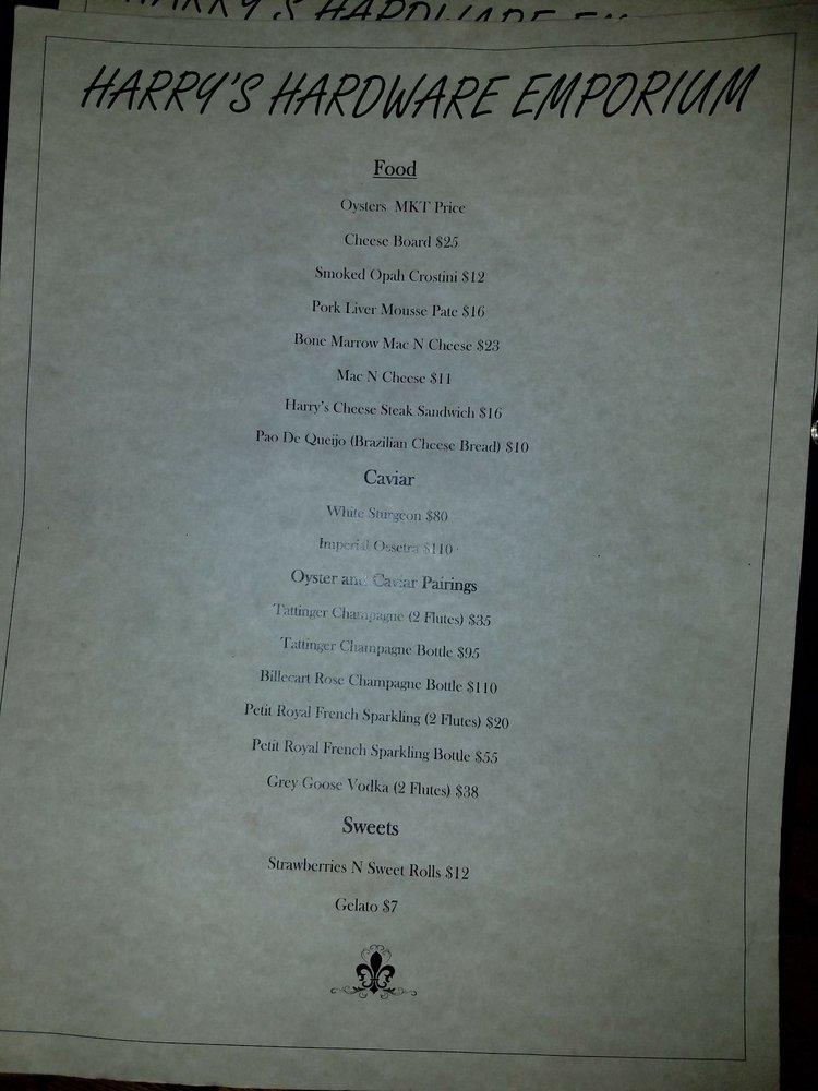 Menu at Harry's Hardware Emporium pub & bar, Honolulu
