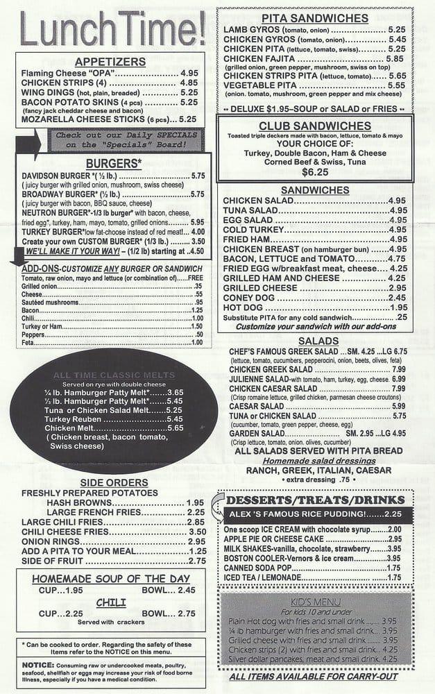 Menu at Monty's Grill restaurant, Royal Oak