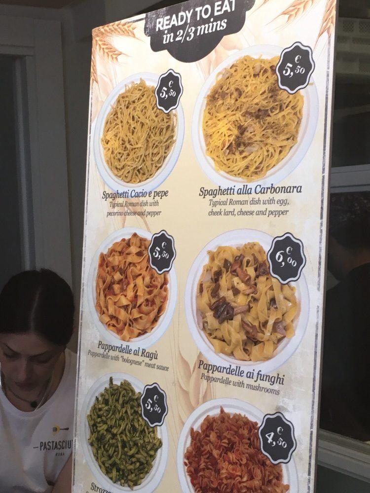 Carta de comida rápida Pastasciutta, Roma, Via delle Grazie