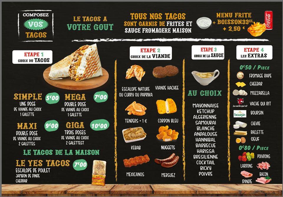 Speisekarte von Yes Tacos, Mons