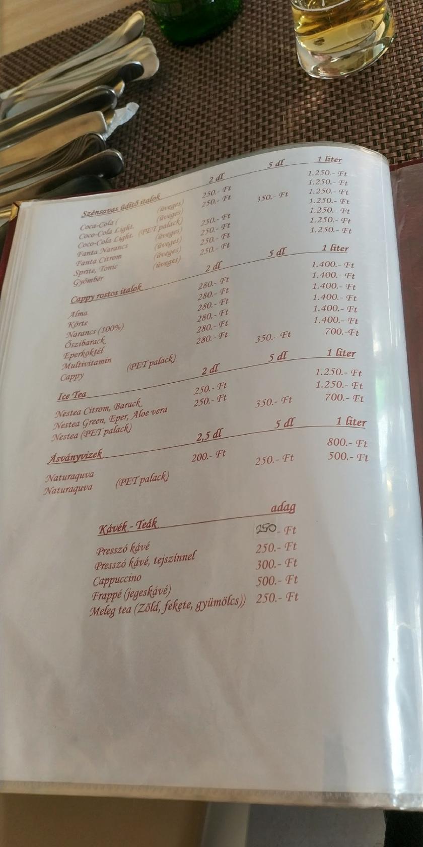 Menu at 4*4*2 Vendéglő restaurant, Kisvárda