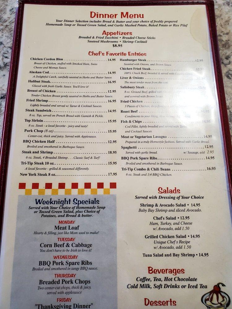 Menu at Budget Cafe, Lompoc
