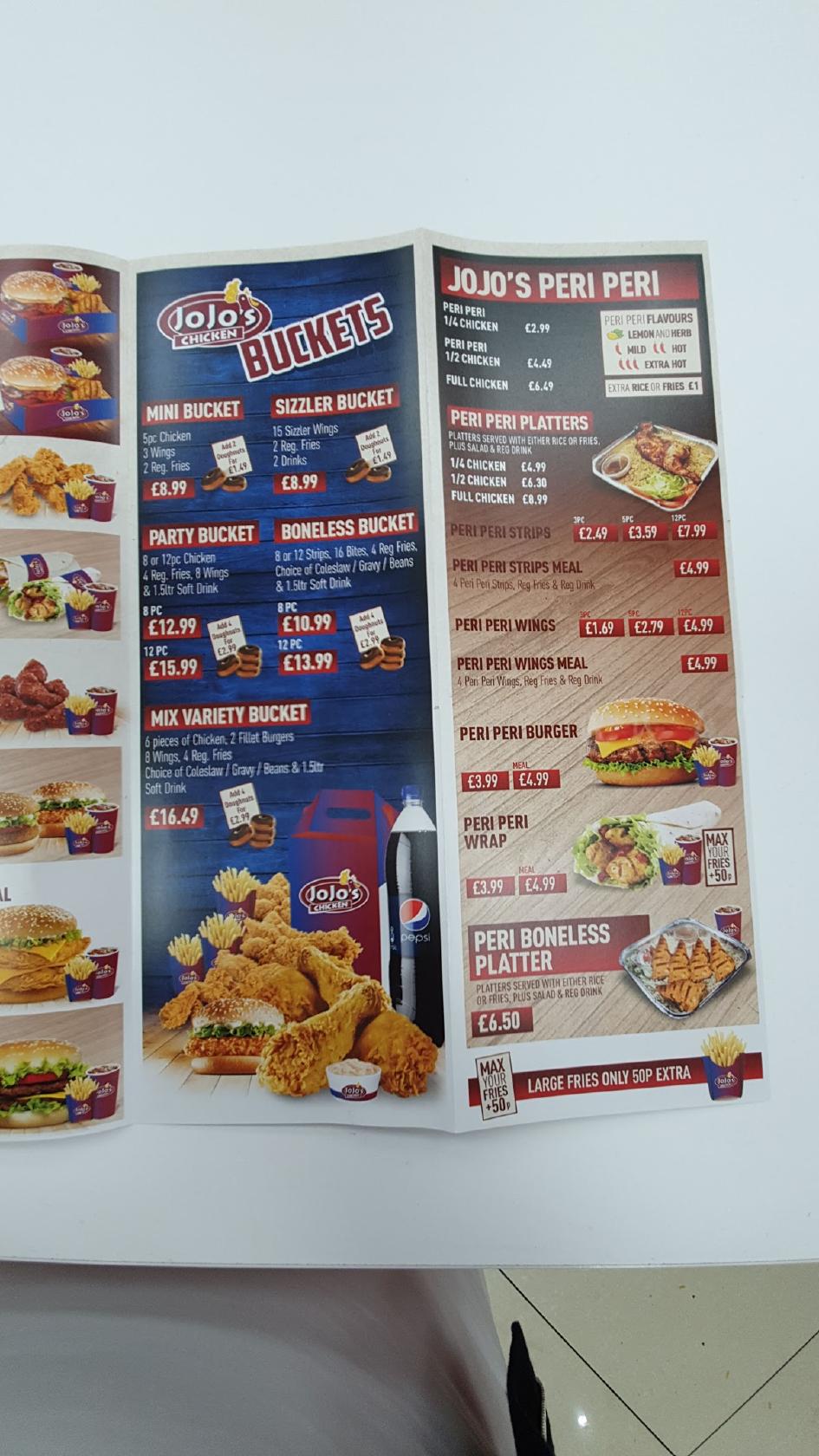 Menu at Jojo's Chicken Bolton fast food, Bolton