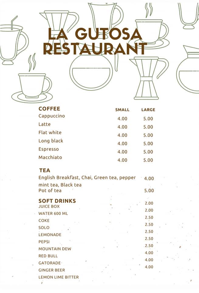 Carta de La Gustosa Restaurant, Greenwood