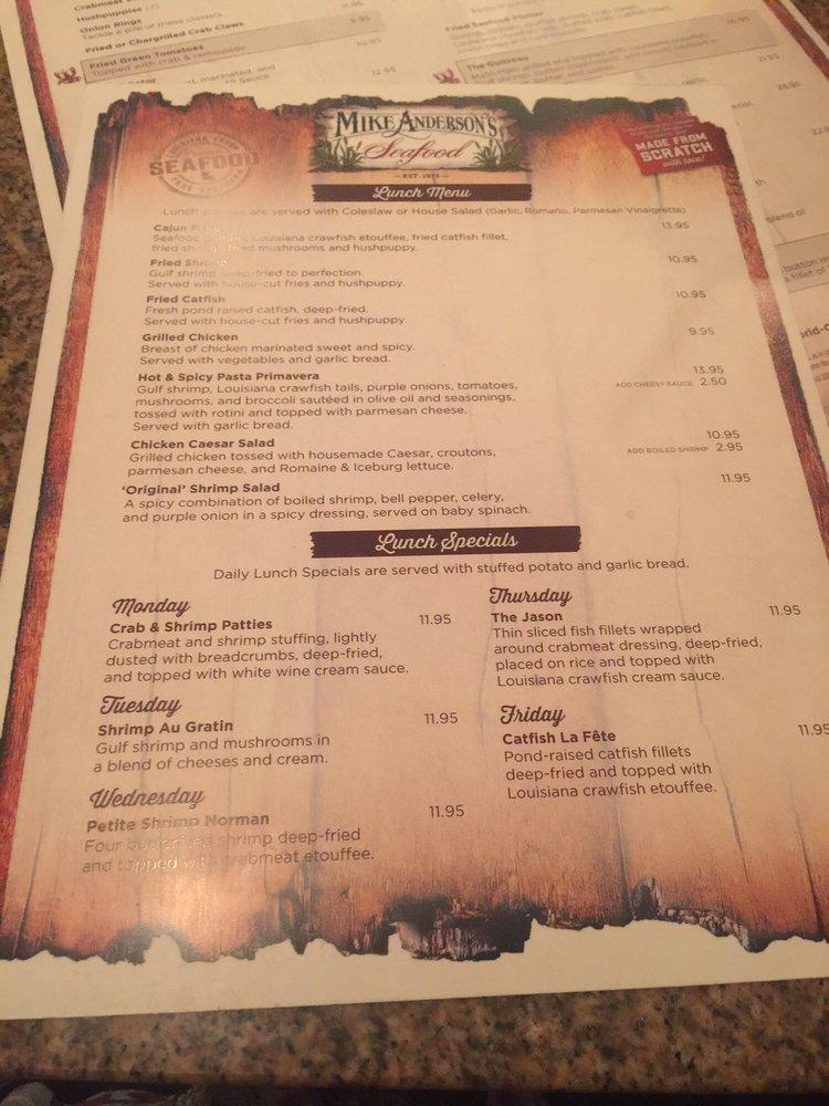 Menu at Mike Anderson's - Gonzales restaurant, Gonzales