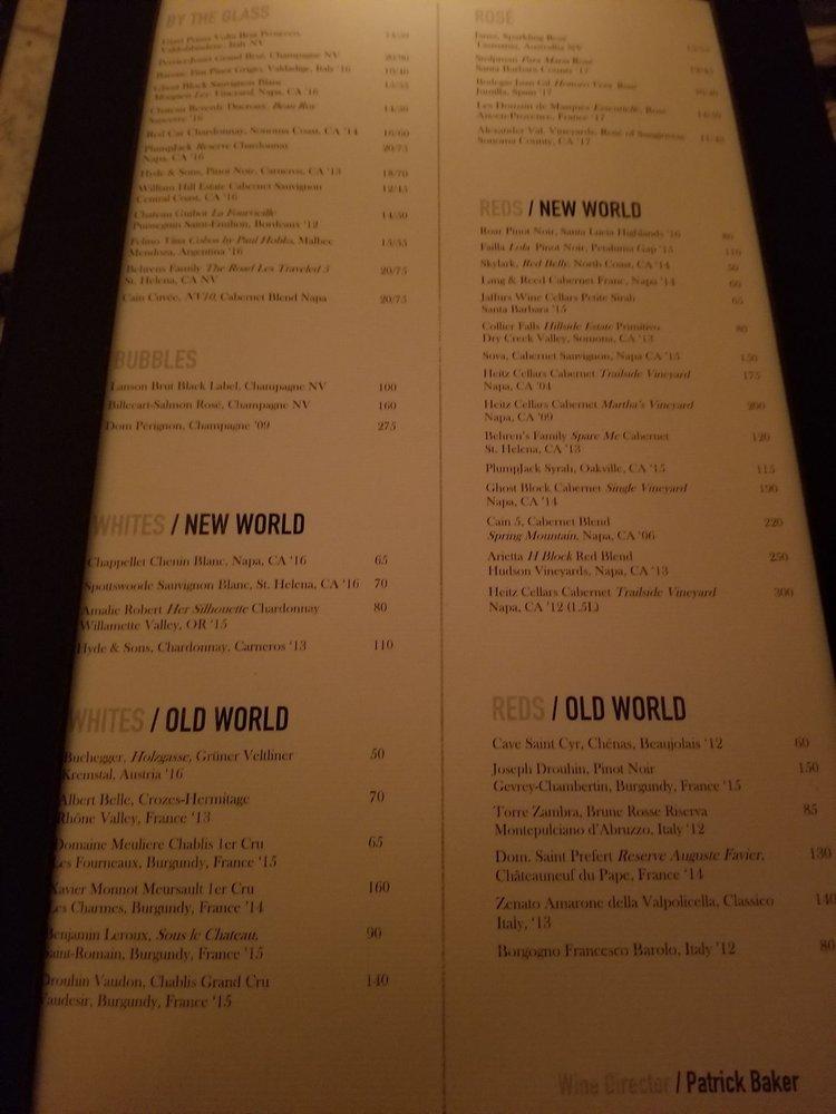Menu at Mr. Lyons Steakhouse, Palm Springs