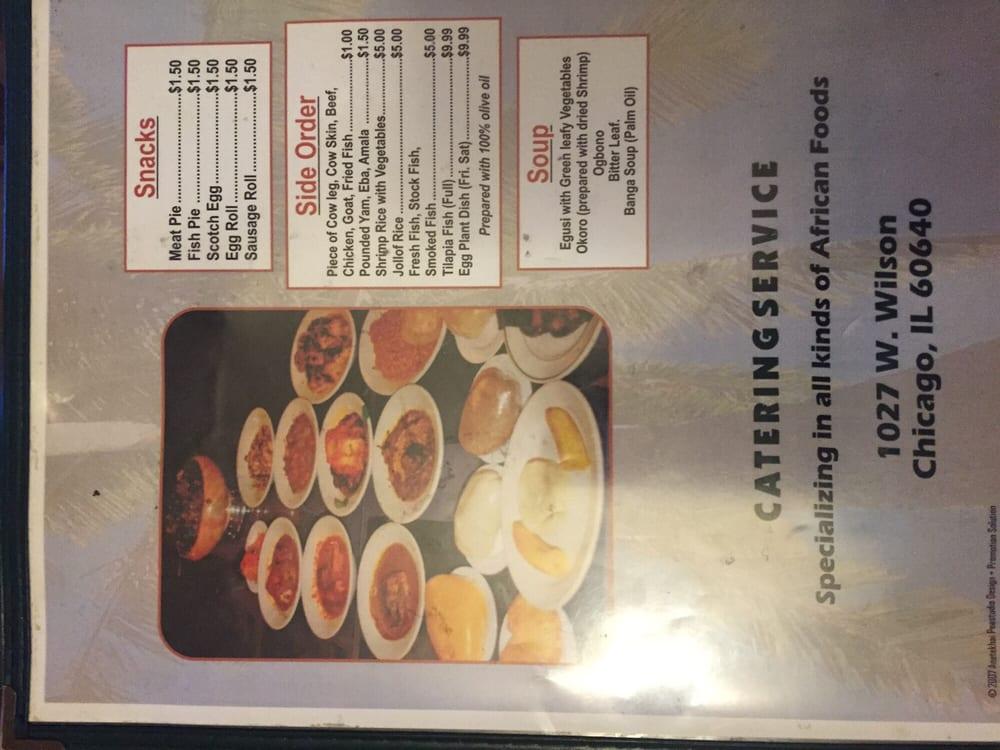 Menu at Osas African Restaurant - Nigerian cuisine, Chicago