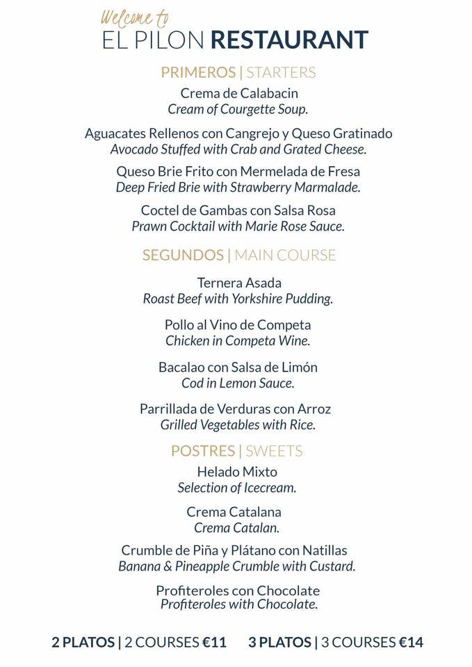 Menu at Restaurante El Pilón, Cómpeta