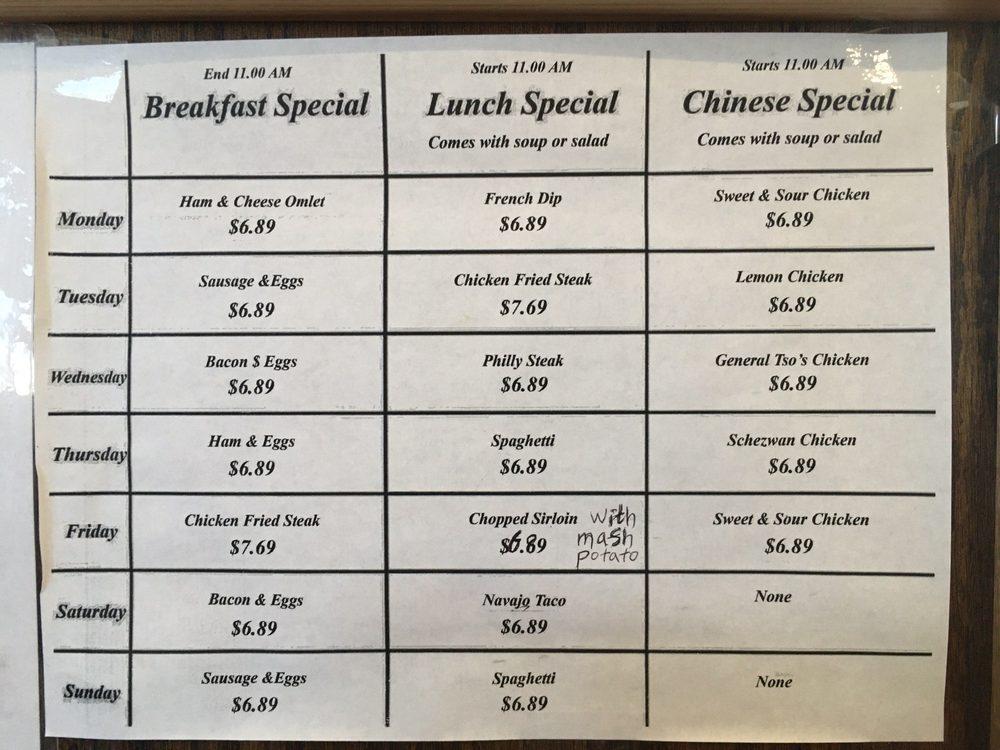 Menu at Star Cafe, Clearfield