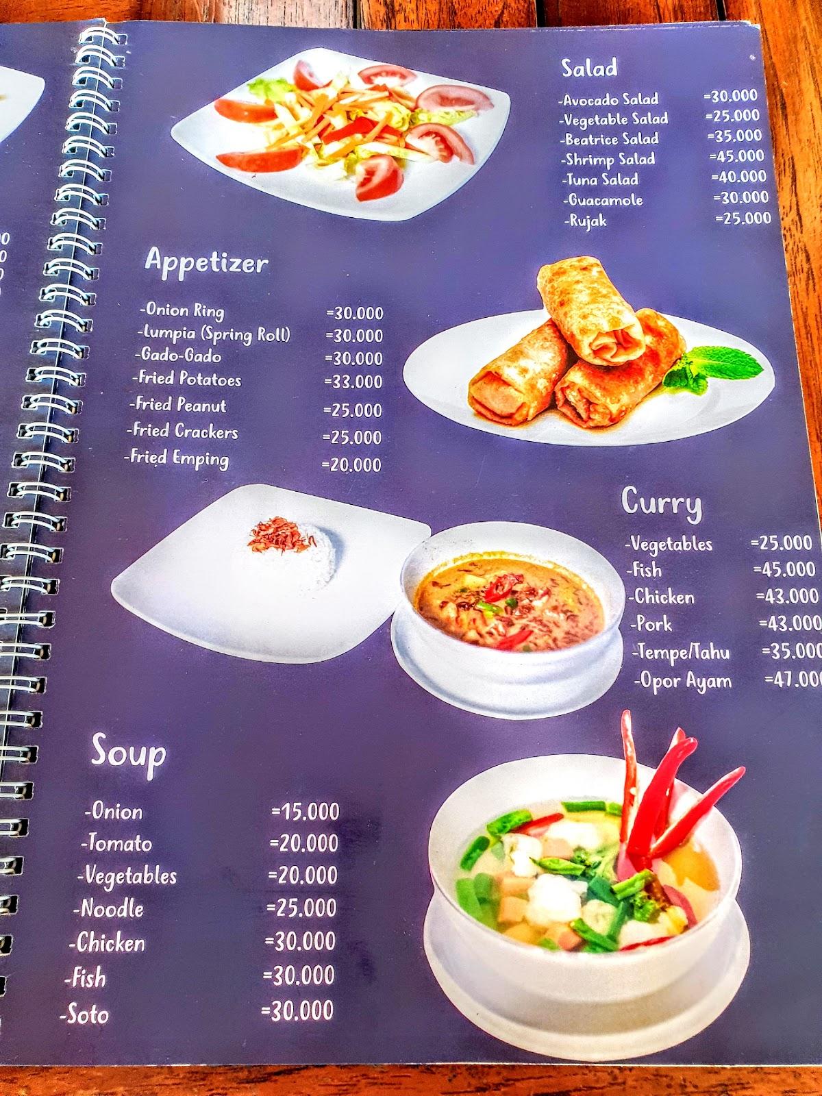 Menu at Sunset Ayu Restaurant, Buleleng