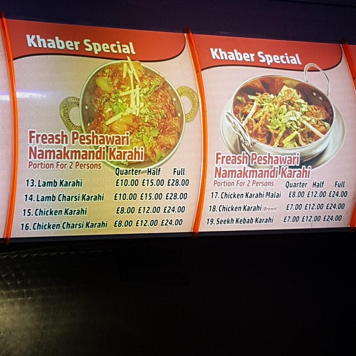 Menu at Taste of Khyber Restaurant, Birmingham, 20 Alum Rock Rd