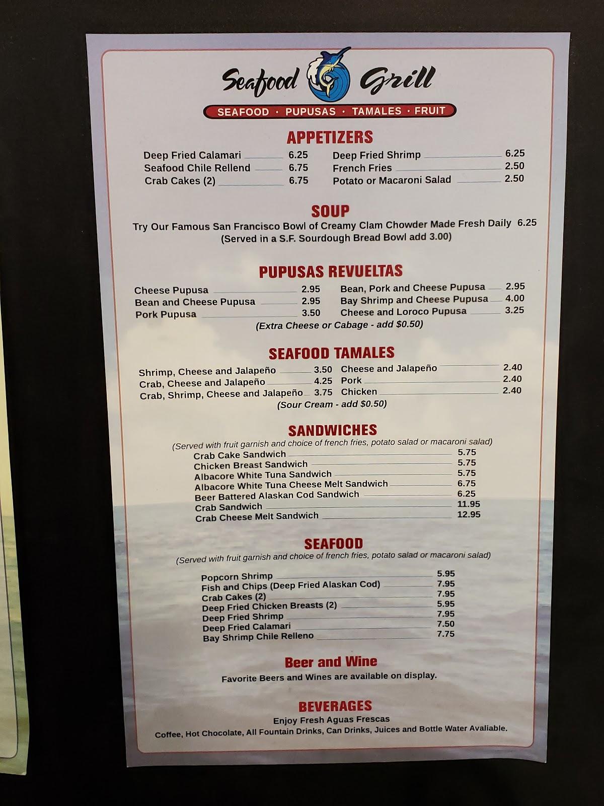Menu at The Seafood Grill restaurant, Hayward, Food Court