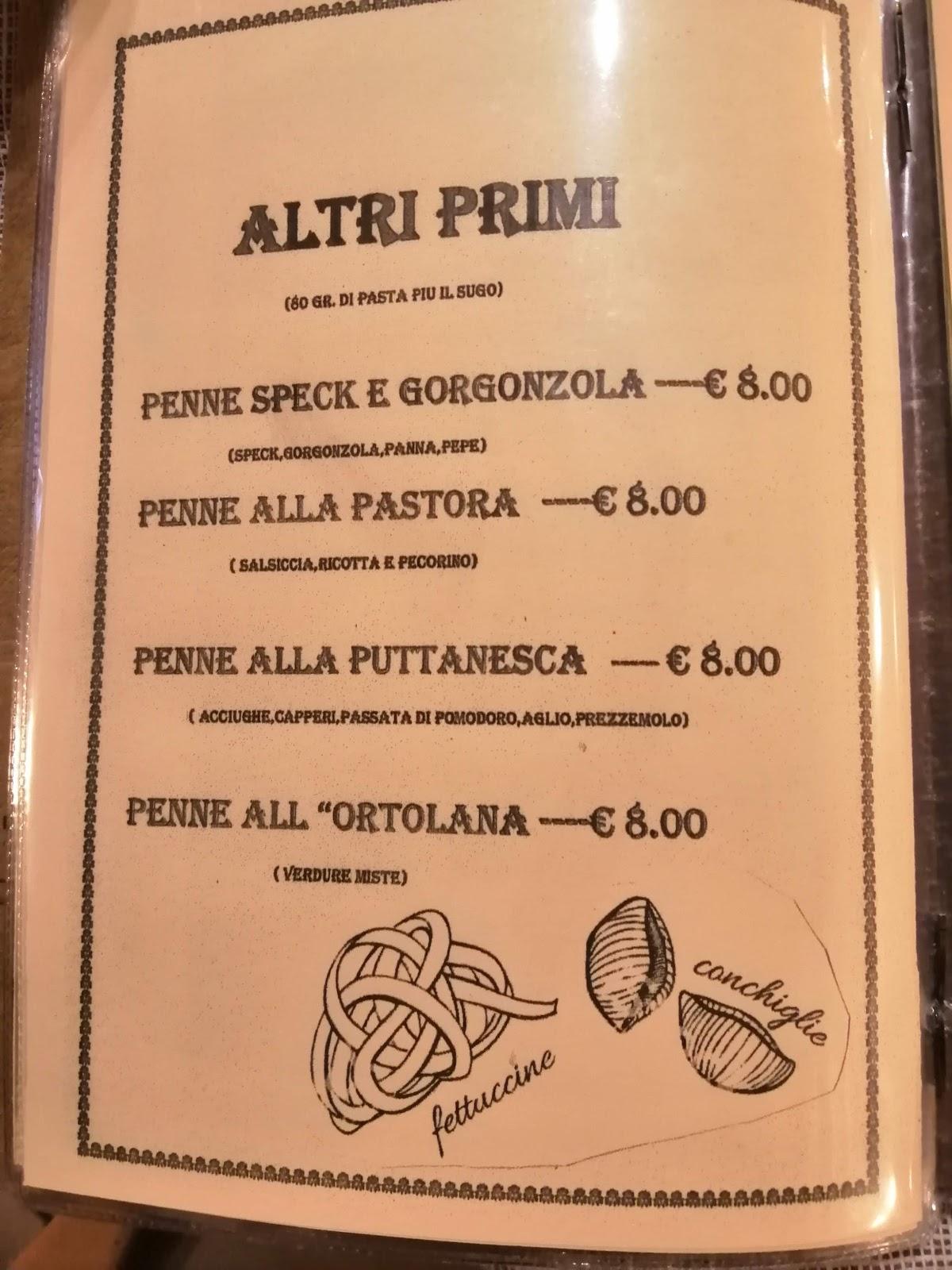 Menu da Trattoria Spaghetteria Al Corvo ristorante, Cordignano