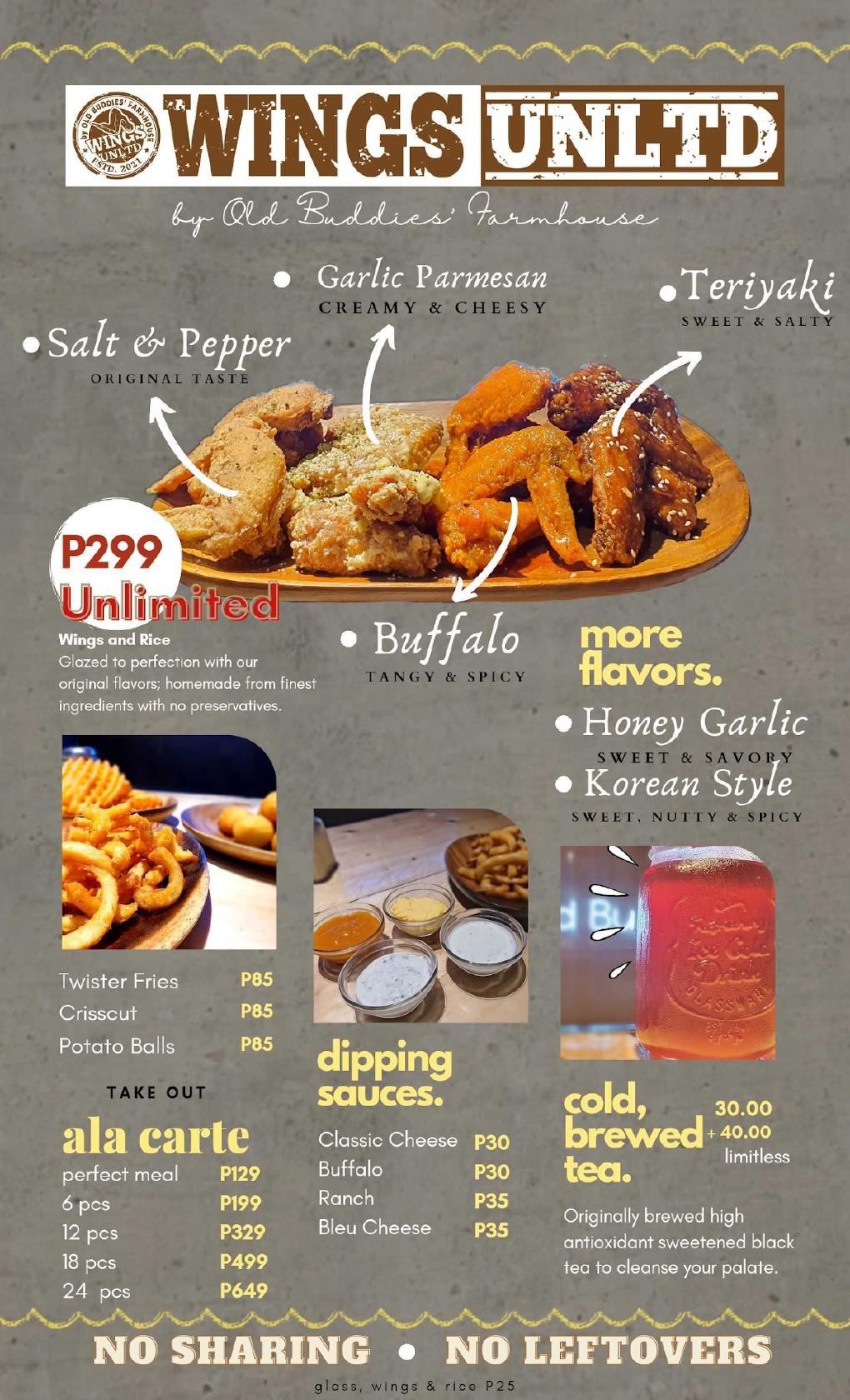 Menu at Wings UNLTD restaurant, Silang, rd