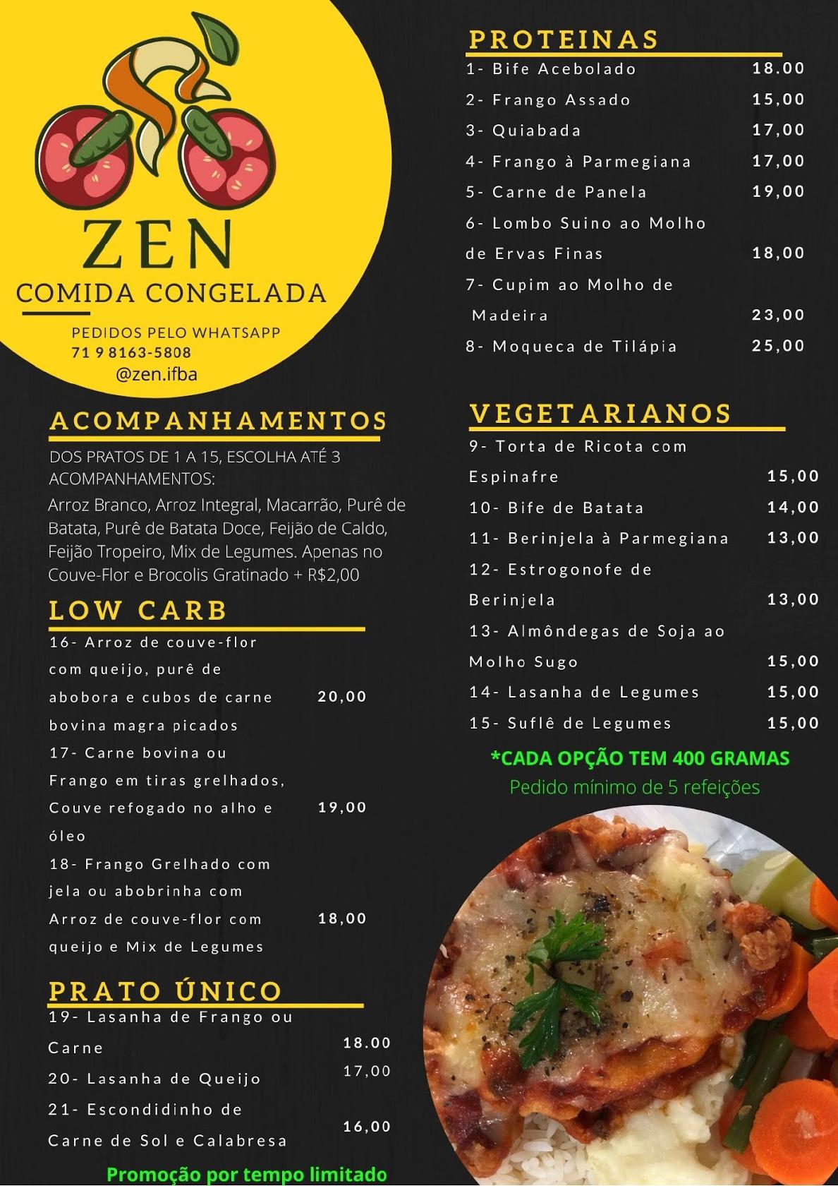 Menu at Zen Comidas Fit restaurant, Salvador