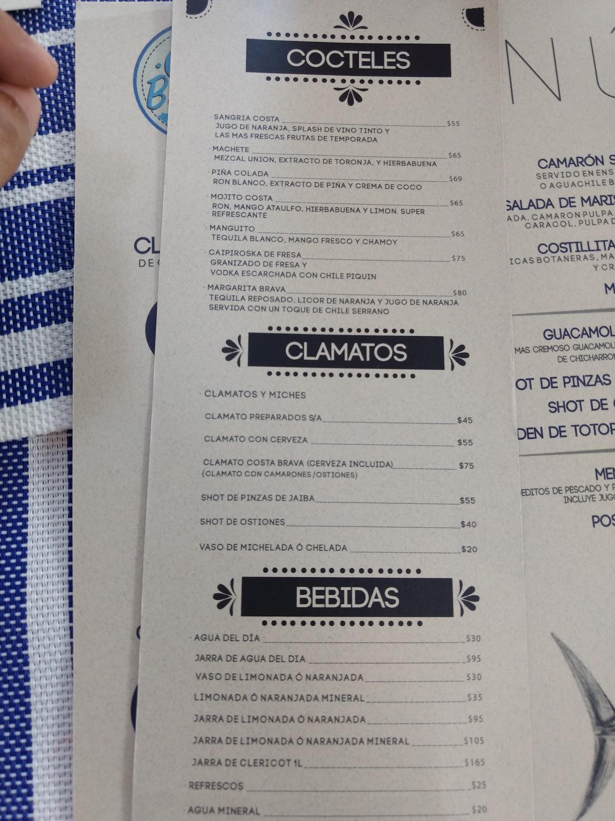 Carta del restaurante Costa Brava cocina del mar, Tuxtla Gutiérrez, 17 ...