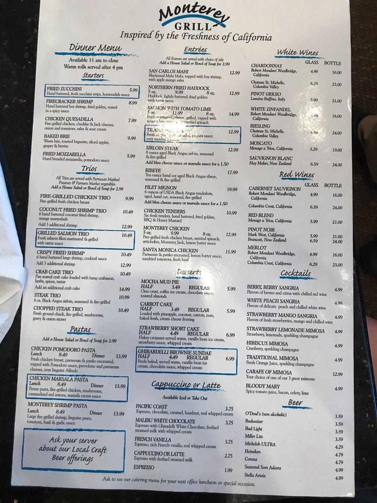 Menu at Monterey Grill restaurant, Port Orange