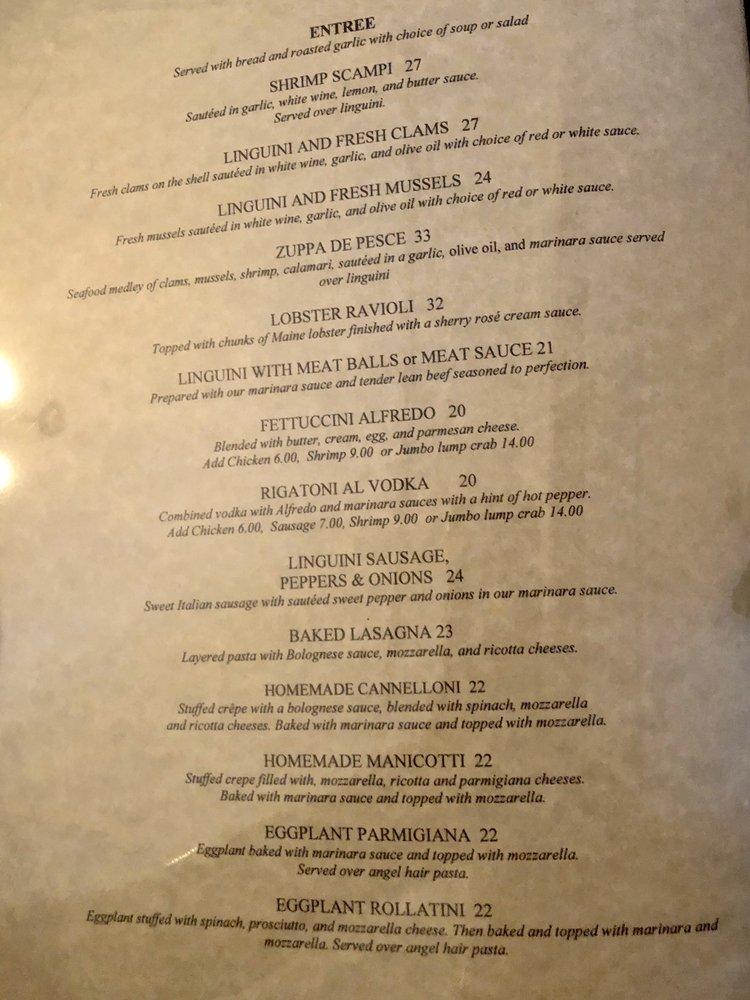 Menu at Casa Bella restaurant, Aiken